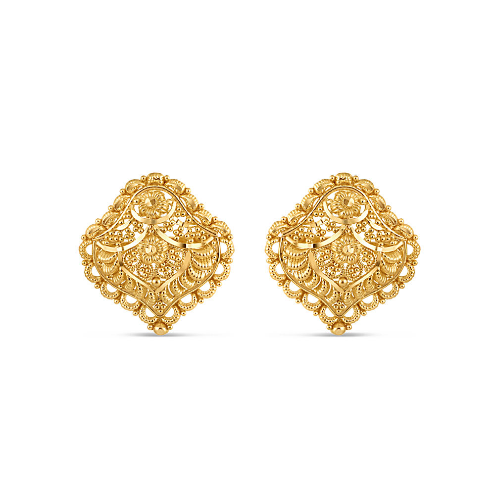 22ct Gold Bridal Filigree Stud Earring available online in UK