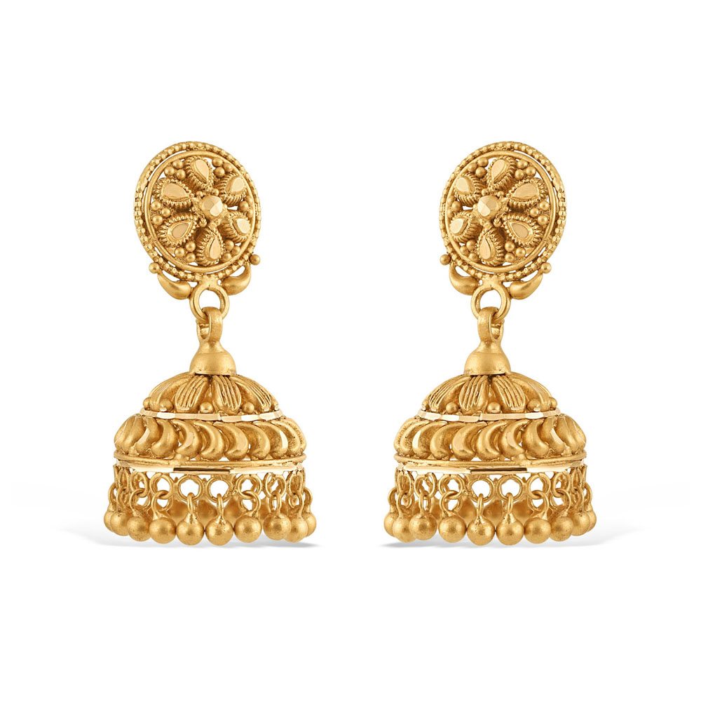 22ct Gold Antique Jhumkha Earrings Online | PureJewels UK
