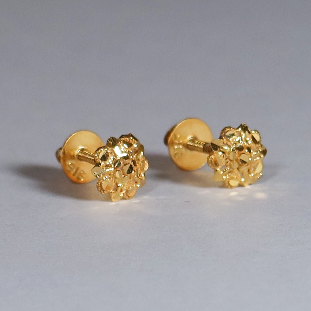 22ct Round Design Dailywear Gold Stud | PureJewels UK