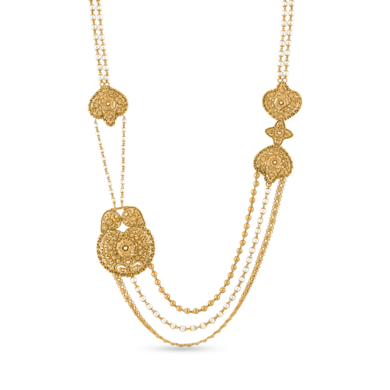 Rosettes Collection 22ct Gold Rani Haar With Pearl