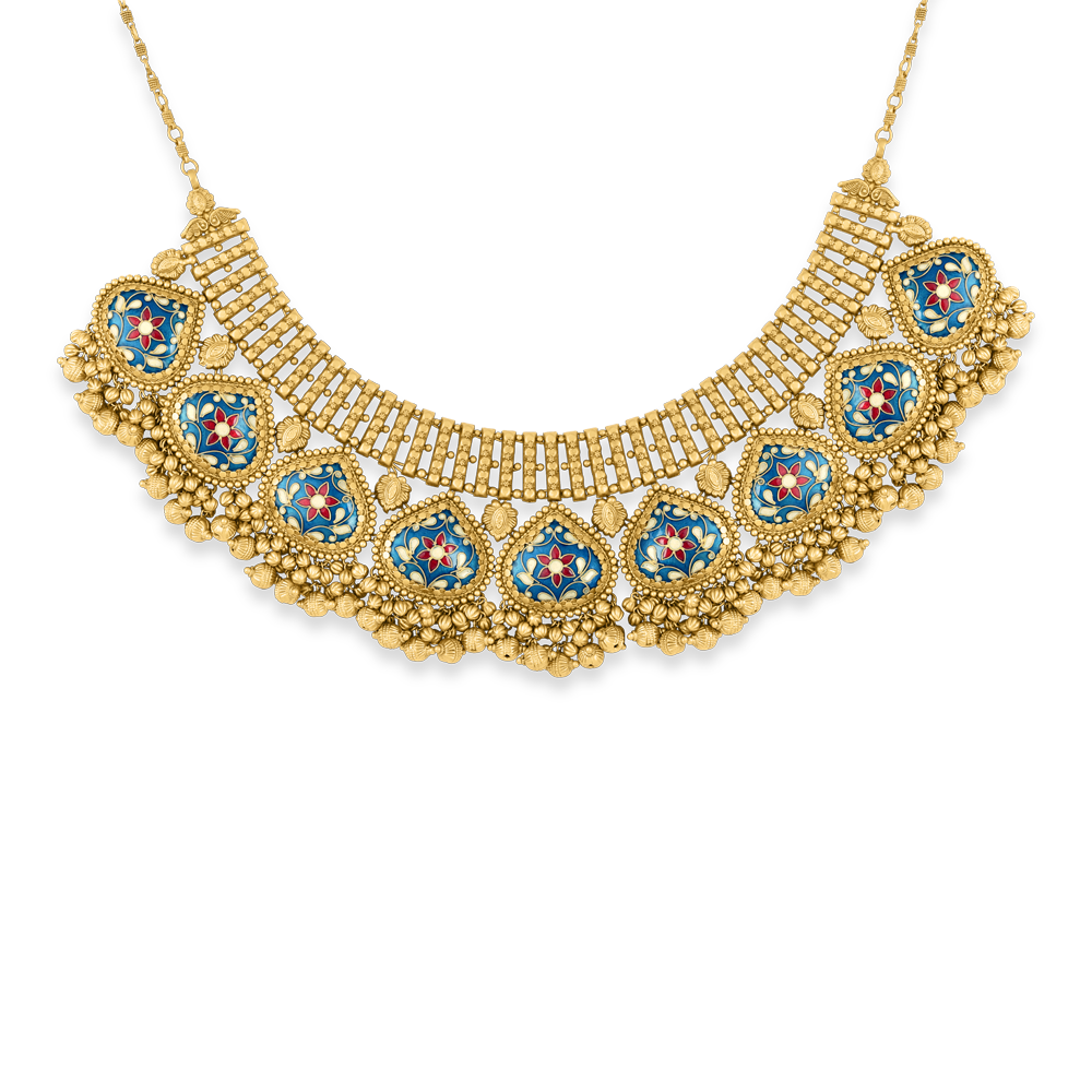 22ct Gold Blue Enamel Necklace | PureJewels UK
